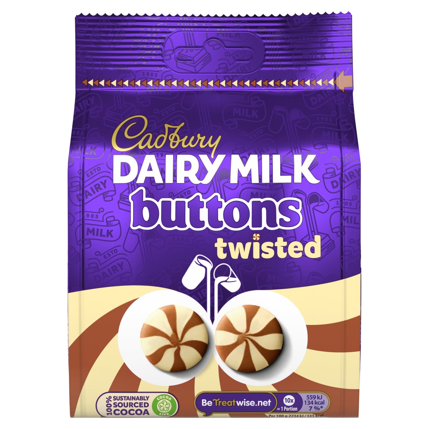 Cadbury Dairy Milk White Giant Twist Buttons 105Gm – HSquare Healthy ...